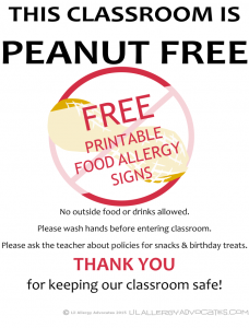 Free Printable Nut Free School Signs - Lil Allergy Advocates
